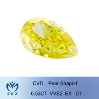 China 0.53 Carat Pear Shaped VVS2 Lab Created Yellow Diamond IGI Certified CVD for sale
