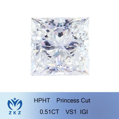 China 0.51 Carat Lab Grown White Diamond Princess Cut VS1 Clarity High Polish Loose for sale