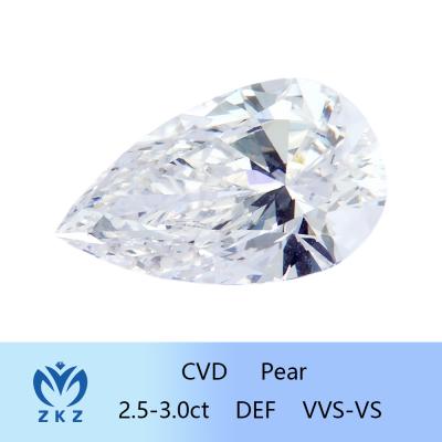China CVD Lab Grown Diamond Loose Pear Cut 2.5ct-3ct DEF Color VS-VVS IGI Certified for sale