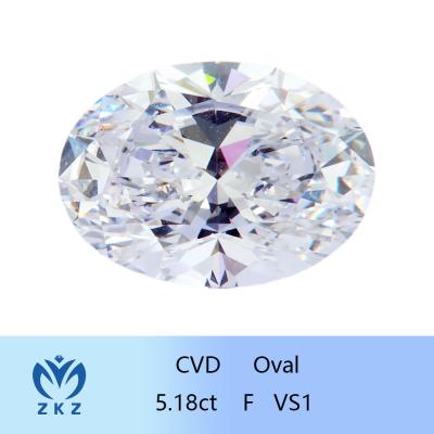 China ZKZ 5.18ct Oval Lab Grown Diamond F VS1 IGI Certified Loose CVD Diamond for sale