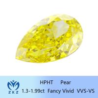 China HPHT Lab Grown Yellow Pear Diamond 1.3-1.99ct with IGI Certification for Jewelry Manufacturing for sale
