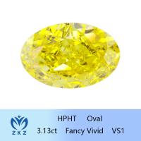 China HPHT Lab Grown Yellow Diamond Oval Modified 3.13ct Fancy Vivid VS1 IGI Certified for sale