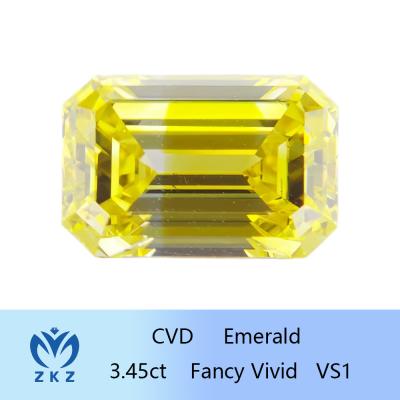 China Loose HPHT Lab Created Yellow Diamond Emerald Cut IGI Certificated for sale