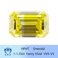 China HPHT Lab-Grown Yellow Emerald Cut Diamonds 1.00-1.35ct IGI Certified for Jewelry Rings for sale