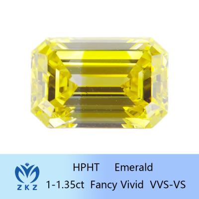 China HPHT Lab-Grown Yellow Emerald Cut Diamonds 1.00-1.35ct IGI Certified for Jewelry Rings for sale