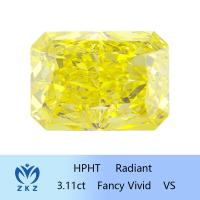 China IGI Certified 3ct+ Radiant Lab Grown Diamond HPHT Yellow Fancy Vivid VS1 Excellent Cut for sale
