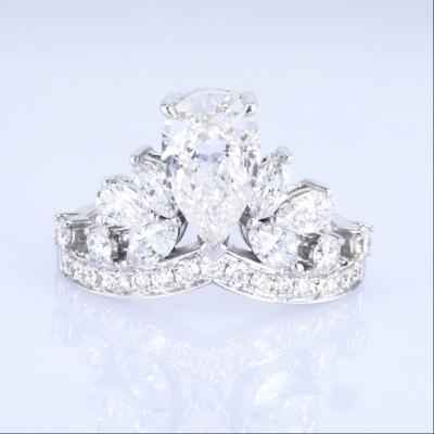 China 18k Gold Lab Grown Diamond Ring 1.5ct Pear Shape VVS2 Clarity Princess Design for sale