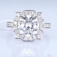 China 18k Cool Design Ring 3ct White Lab-Grown Diamond Ring Round Shape Synthetic Diamond Ring for sale