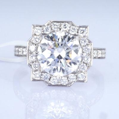 China 18k Cool Design Ring 3ct White Lab-Grown Diamond Ring Round Shape Synthetic Diamond Ring for sale