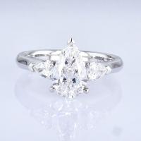 China Classic Design Pear Shape Diamond Ring Three Stones Style White Lab Grown Diamond Ring for sale
