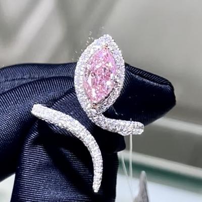 China 18k Real Gold Marquise Lab Grown Diamond Ring 1.30ct VS1 Pink Luxury Women Ring for sale