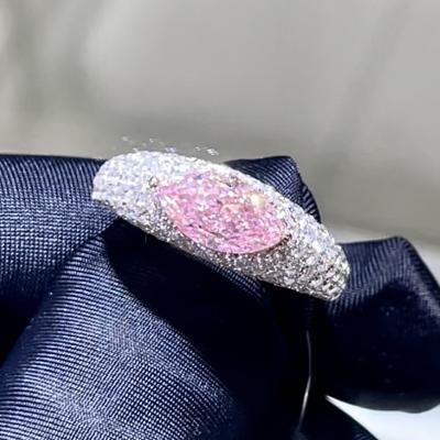 China 18k Marquise Lab Grown Pink Diamond Ring 1.36ct VS2 EX-VG Luxury Jewelry for sale