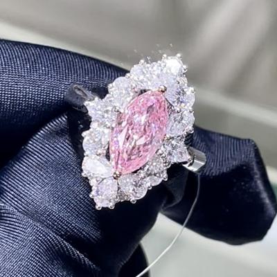 China 18K Lab Grown Pink Diamond Ring Marquise 1.44ct VS1 NGTC Certified Elegant Jewelry for sale
