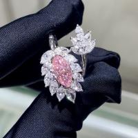 China 18k Real Gold Marquise Lab Grown Pink Diamond Ring 1.51ct VVS2 Sakura Pink Luxury Design for sale
