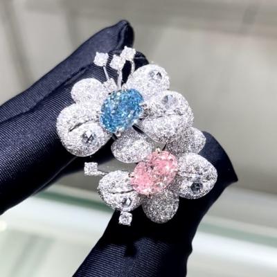 China 18k Gold Oval Lab Grown Pink Diamond Ring with 2.05ct & 2.01ct Diamonds, VS1 Clarity, NGTC Certified for sale