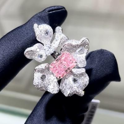 China 18k Real Gold Lab Grown Pink Diamond Ring Radiant Shape 1.63ct NGTC Certified Luxury Design for sale
