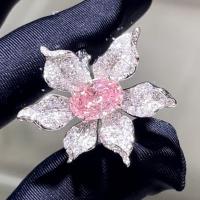 China 18k Oval Lab Grown Pink Diamond Ring 2.03ct VS1 EX-VG Luxury Flower Style Party Jewelry for sale