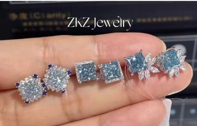 China IGI Certified Princess Cut Diamond Earring Studs with DEF Color VVS-VS Clarity Lab Grown Diamonds for sale
