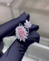 China Marquise CVD Lab Grown Pink Diamond Ring 1.51ct VVS2 18k White Gold Custom Jewelry for sale