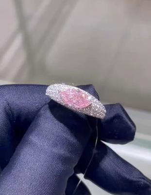 China Marquise Lab Grown Pink CVD Diamond Ring 1.36ct VS2 Clarity 18k White Gold for sale