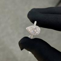 China 18k White Gold Cultured Diamond Ring 1.53ct E VS1 Pear Shape with Full Bezel Setting for sale