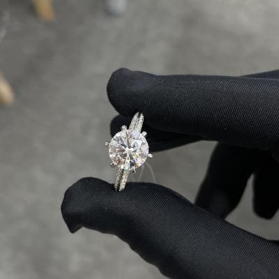 China Lab Grown Diamond Ring 3.01ct Round F VS2 CVD White Half Country Style for sale