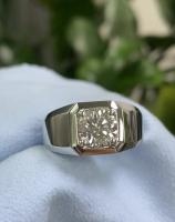 China Lab Grown Diamond Men's Ring 18K White Gold E Color VS1 Clarity Excellent Cut for Engagement Wedding for sale