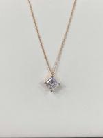 China Lab Grown White Diamond Princess Cut 1ct VVS Colorless Pendant Necklace for sale