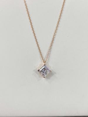 China Lab Grown White Diamond Princess Cut 1ct VVS Colorless Pendant Necklace for sale