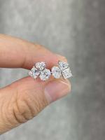 China Lab Grown Diamond 18K Gold Earrings Heart Princess Oval Shape 3ct White Simulated Diamonds for sale