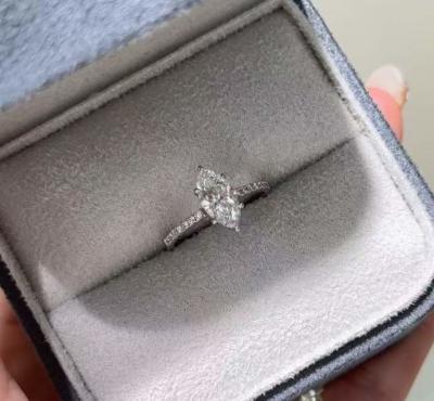 China 1ct Marquise Lab Grown Diamond 18K White Gold Engagement Ring Pave Style for sale