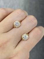 China Lab Grown Diamond Earrings 0.5ct Each Round 18K Yellow Gold Studs for sale
