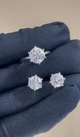 China Classic T Six Prongs Lab Grown Diamond Ring Stud Earrings Set DEF VVS Engagement Jewelry for sale