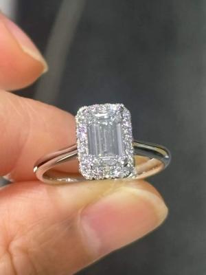 China Platinum Engagement Ring Emerald Cut Lab Grown Diamond Rings 1ct Comes With IGI Certification for sale