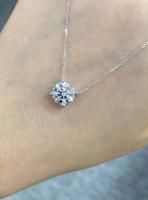 China 1ct~1.12ct Four Claw Necklace DEF VVS Round Lab Grown Diamonds PT950 Platinum for sale