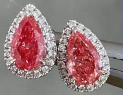China Classic  Earrings  Pink  VS Pear  Shape Lab Grown Diamonds18k white gold for sale
