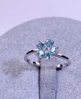 China Round-shaped Blue  diamond rings  VS Lab Grown Diamonds 18K White, EX for sale