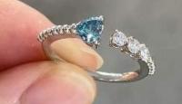 China Heart-Shaped Blue Lab Grown Diamond Ring 0.497ct VS 18K White Gold for sale