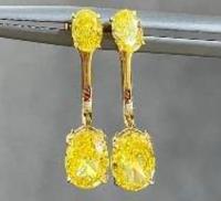 China 2.515ct Yellow VS Oval Lab Grown Diamond Earrings 18k Gold for sale