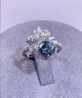 China 2.267ct Round Blue Lab Grown Diamond Ring VS Clarity 18K White Gold IGI Certified for sale