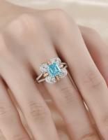 China 1.86ct Asche shape  Lab Grown Diamond Ring  blue  VVS2   18K white gold for sale
