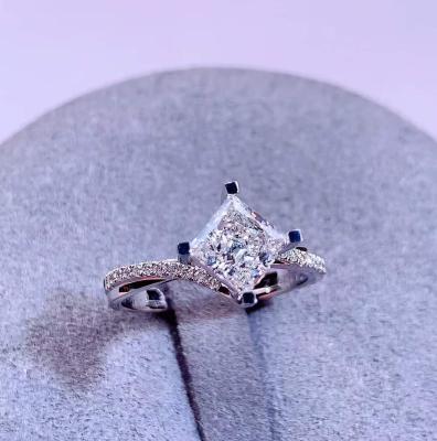 China 1.09ct Princess Cut Lab Grown Diamond IGI Certified 18K White Gold Ring VVS Clarity D Color for sale