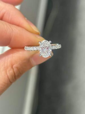 China Oval Brilliant Cut 1.1ct CVD Lab Grown White Diamond With Platinum 950 Setting for sale