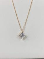 China 1ct Lab Grown Diamond Princess Cut Necklace Pendant DEF VVS Clarity Colorless for sale