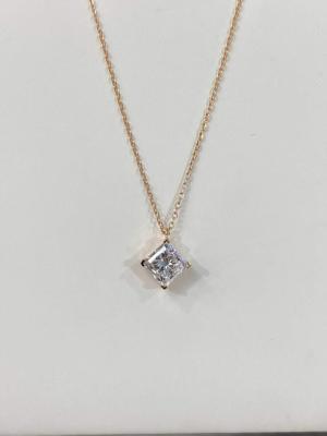 China 1ct Lab Grown Diamond Princess Cut Necklace Pendant DEF VVS Clarity Colorless for sale