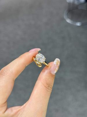 China Oval Lab Created CVD Diamond 2.31ct DEF VVS 18K Yellow Gold Fashion Ring for sale