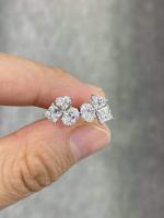 China Three Stones Lab Grown Diamond 18K Gold Earrings Heart Princess Oval Shape D Color VVS for sale