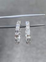 China 5.38ct Emerald-shaped diamond earrings DEF VVS Lab Grown Diamonds PT950 for sale