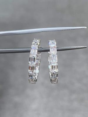 China 5.38ct Emerald-shaped diamond earrings DEF VVS Lab Grown Diamonds PT950 for sale