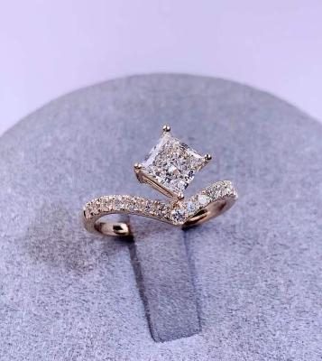 China 1.06 CT Princess Lab Grown Diamond Ring D VVS Clarity 18K Yellow Gold for sale